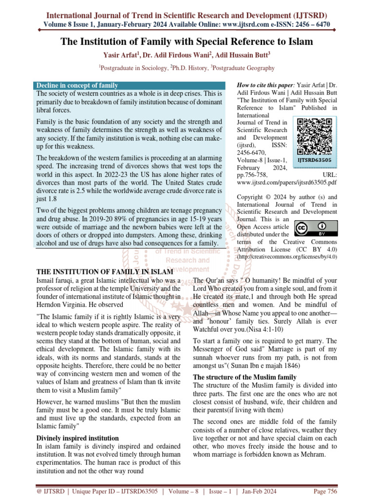 The Institution of Family With Special Reference To Islam | PDF | God ...
