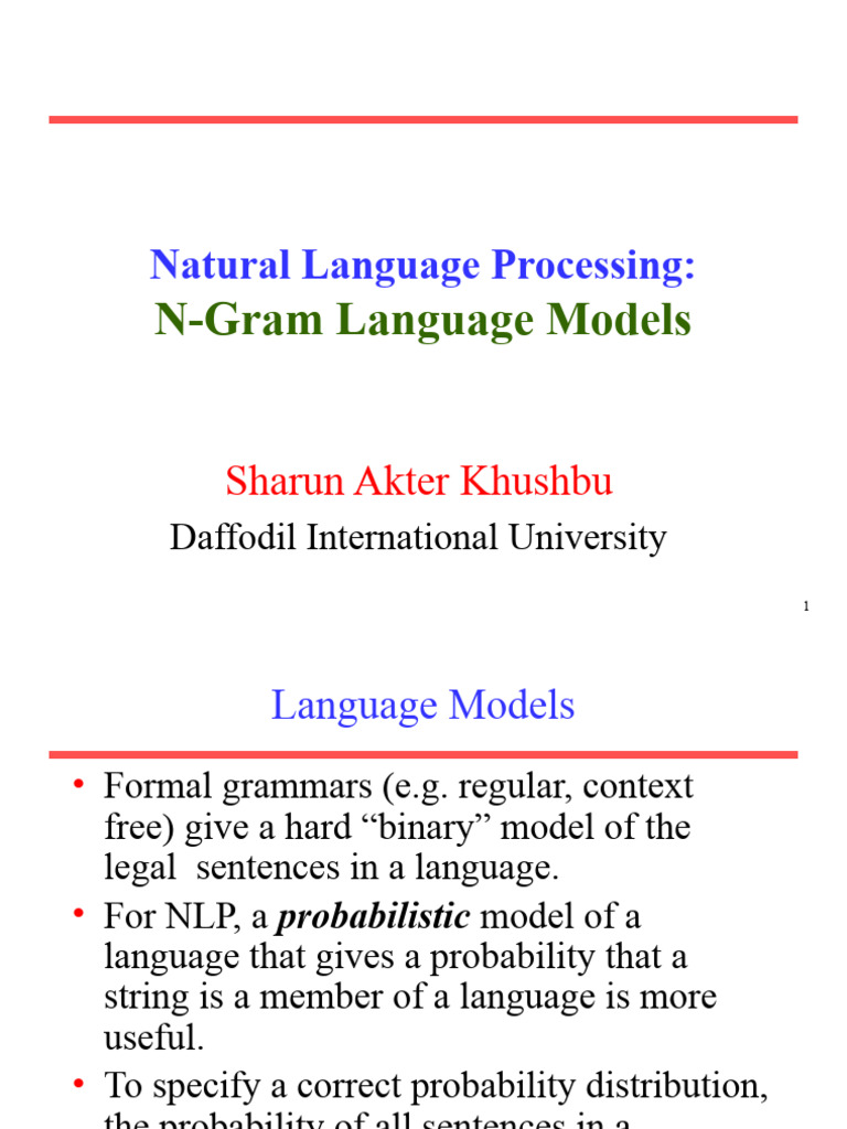 NLP - N-Gram Language Model | PDF | Statistical Models | Statistical Theory NLP - N-Gram Language Model | PDF | Statistical Models | Statistical Theory