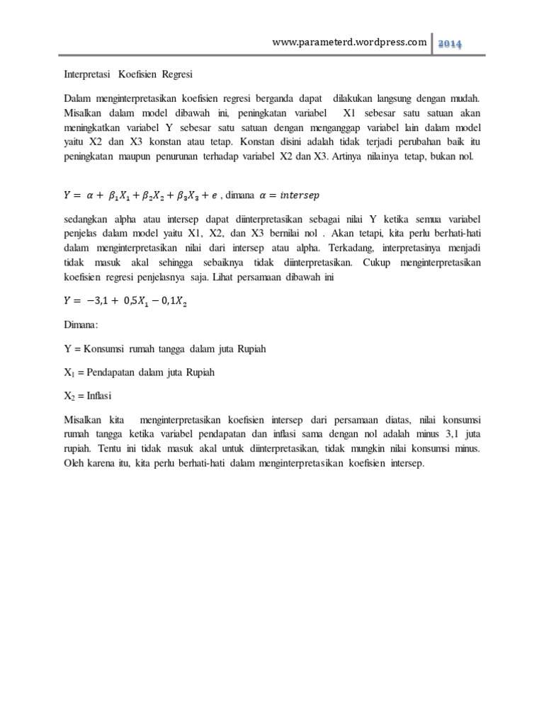 Interpretasi Koefisien Regresi | PDF