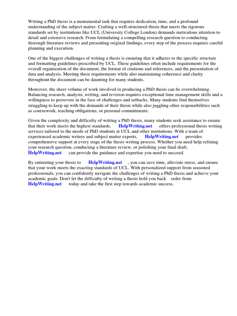 Phd Thesis Structure Ucl Pdf