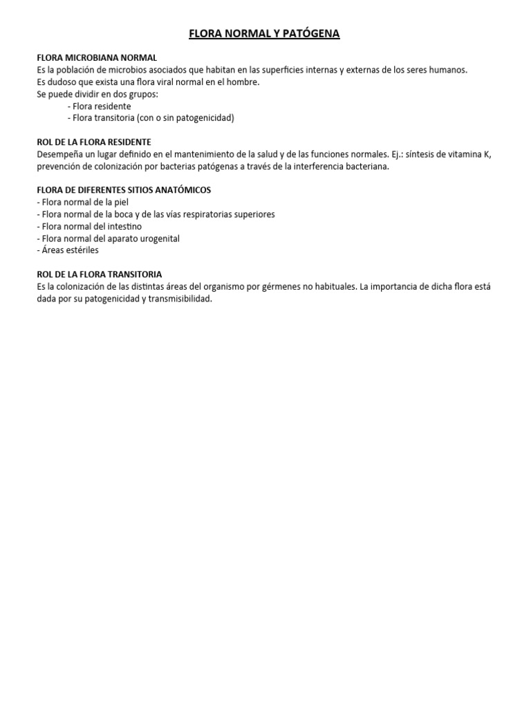 Flora Normal y Patógena | PDF