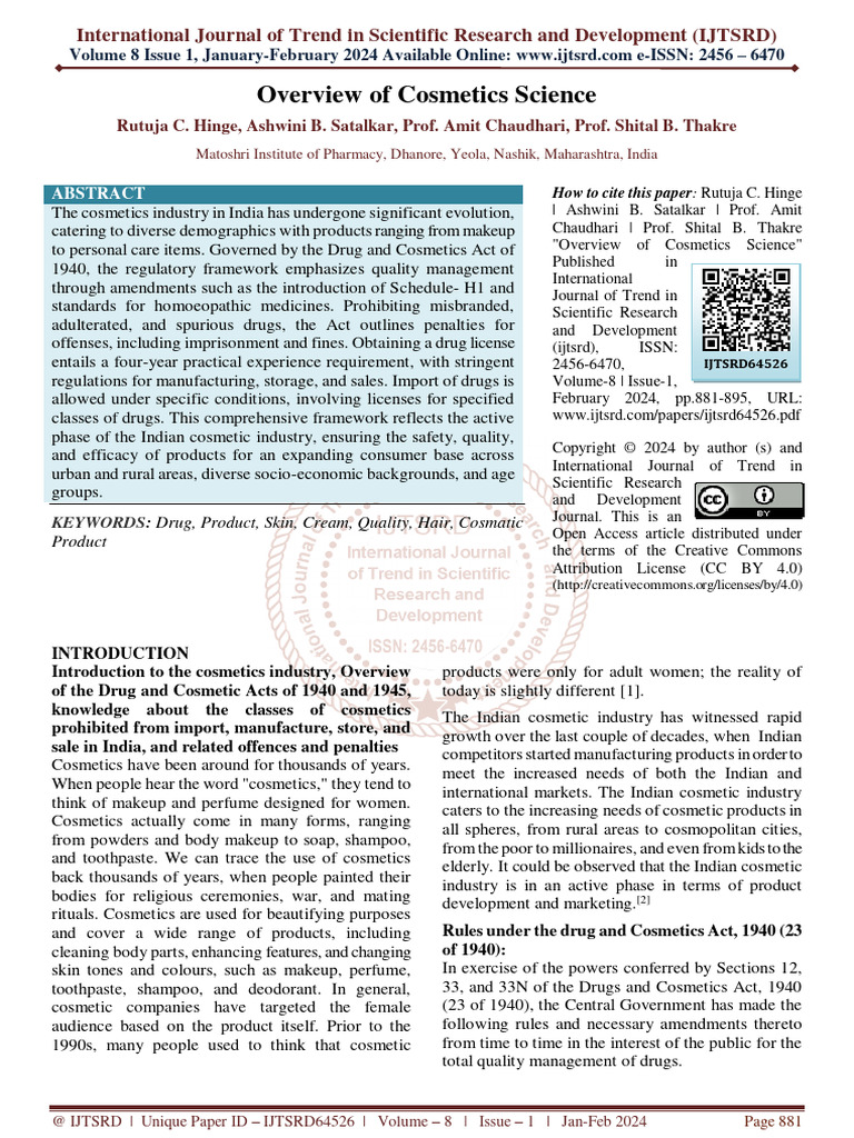 Overview of Cosmetics Science | Download Free PDF | Sunscreen | Cosmetics
