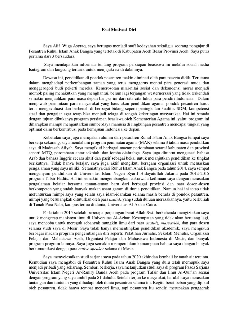 Esai Motivasi Diri | PDF