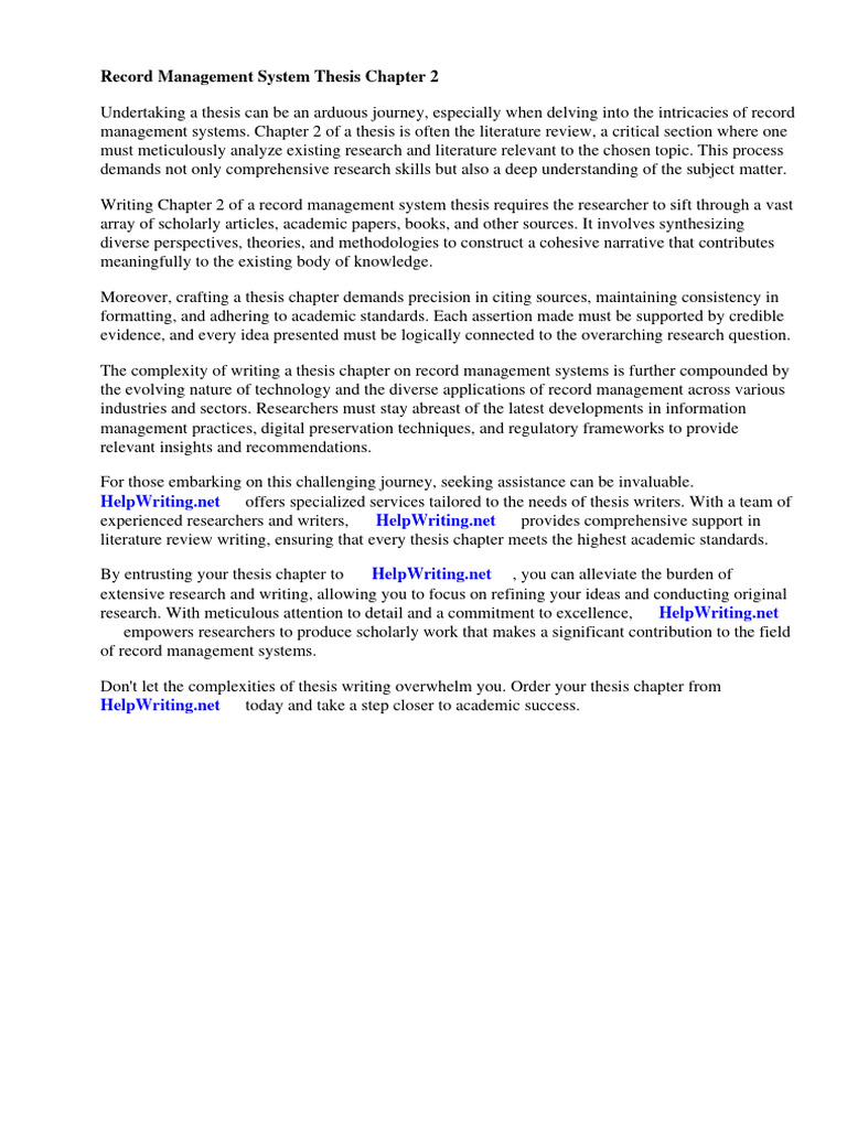 Record Management System Thesis Chapter 2 | PDF | Electronic Health Record | Computer File