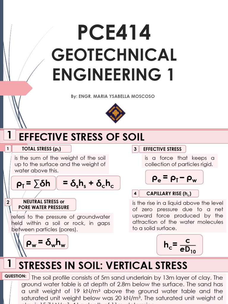 Pce414 Geotechnical Engineering 1 Midterm Topic 2 Effective Stress of Soil | PDF | Applied And ...