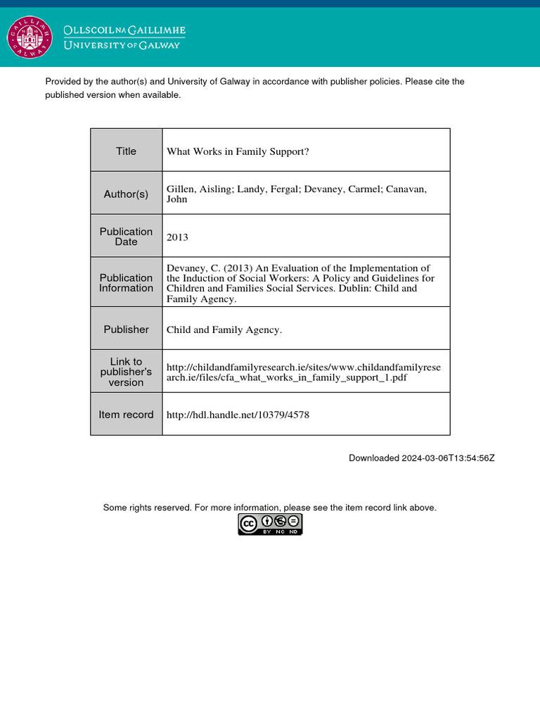 What Works in Family Support? Report | PDF | Randomized Controlled ...