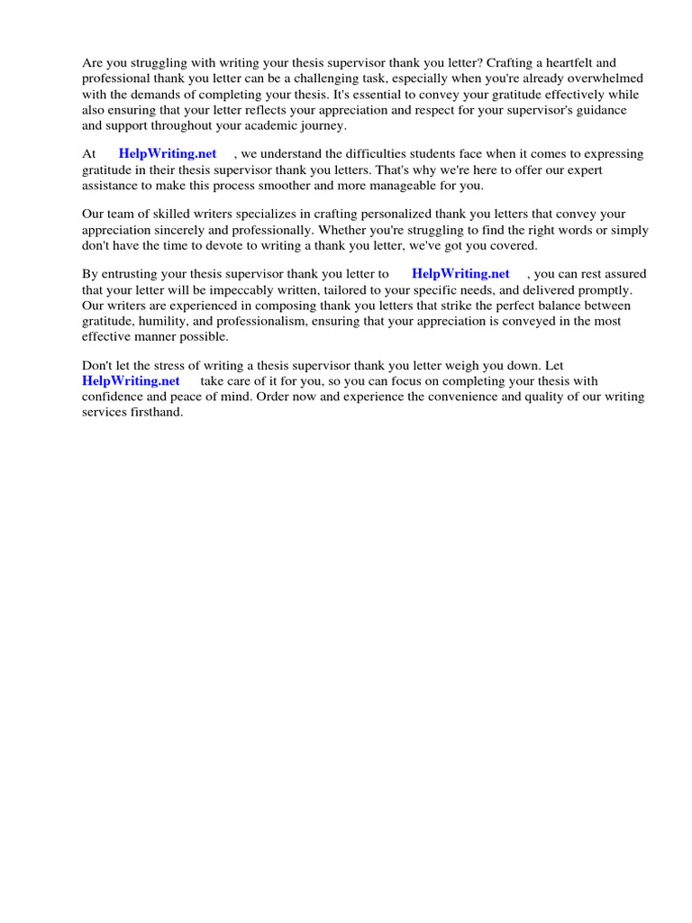 Thesis Supervisor Thank You Letter | Download Free PDF | Thesis | Gratitude