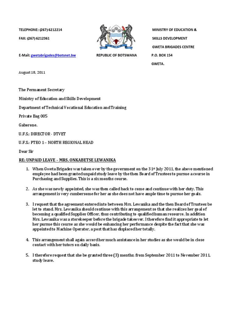 Request for Study Leave Approval | PDF