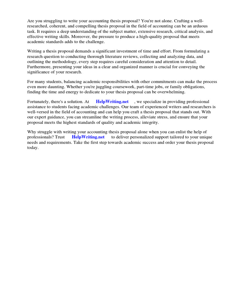 Accounting Thesis Proposal Example | PDF | Thesis | Microfinance