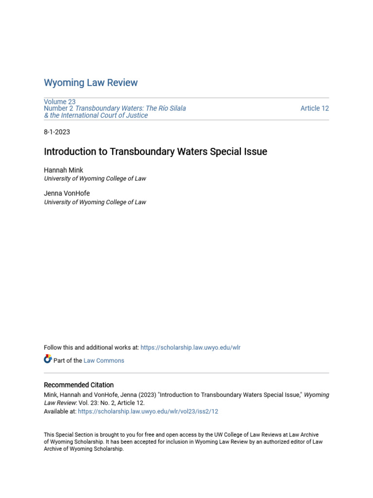 Introduction To Transboundary Waters Special Issue | PDF | Peru | Andes