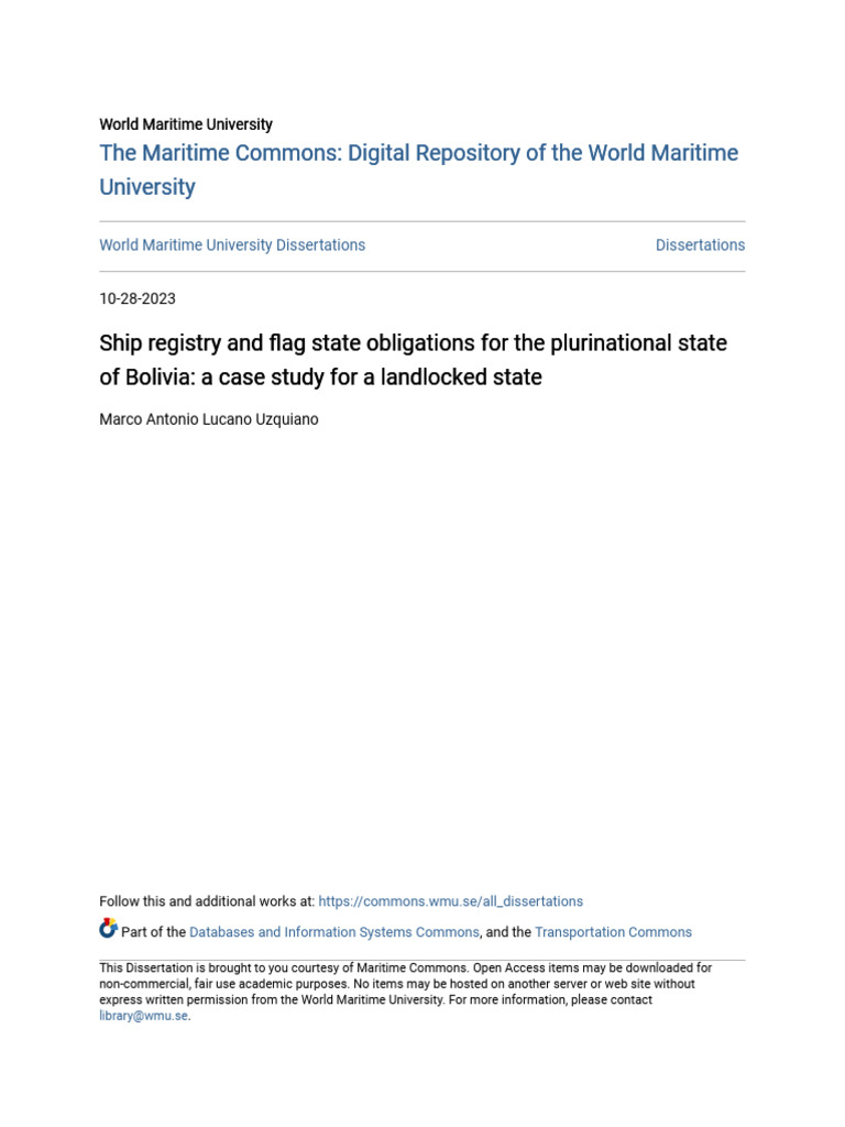 Ship Registry and Flag State Obligations For The Plurinational ST | PDF ...