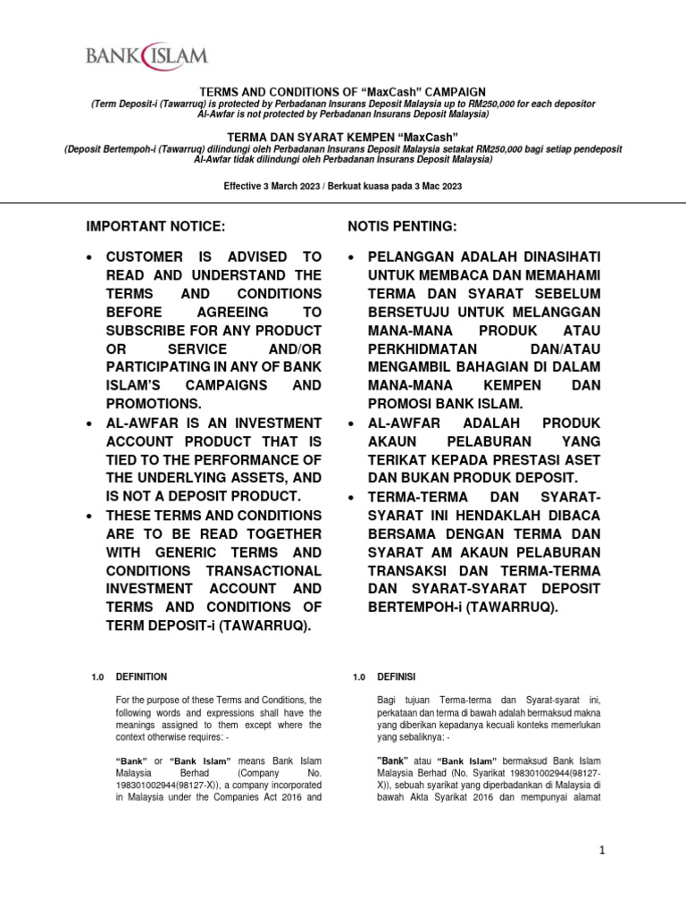 Appendix 1b Terms and Conditions of MaxCash Campaign | PDF