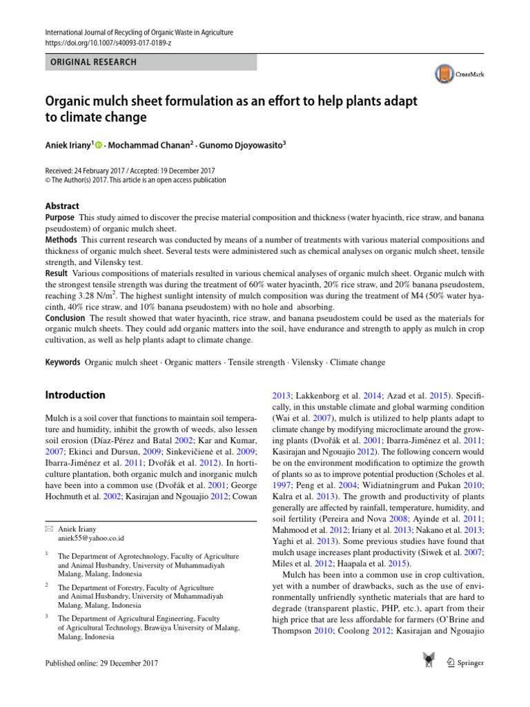 Organic Mulch Sheet Formulation As An Effort To He | PDF | Mulch ...