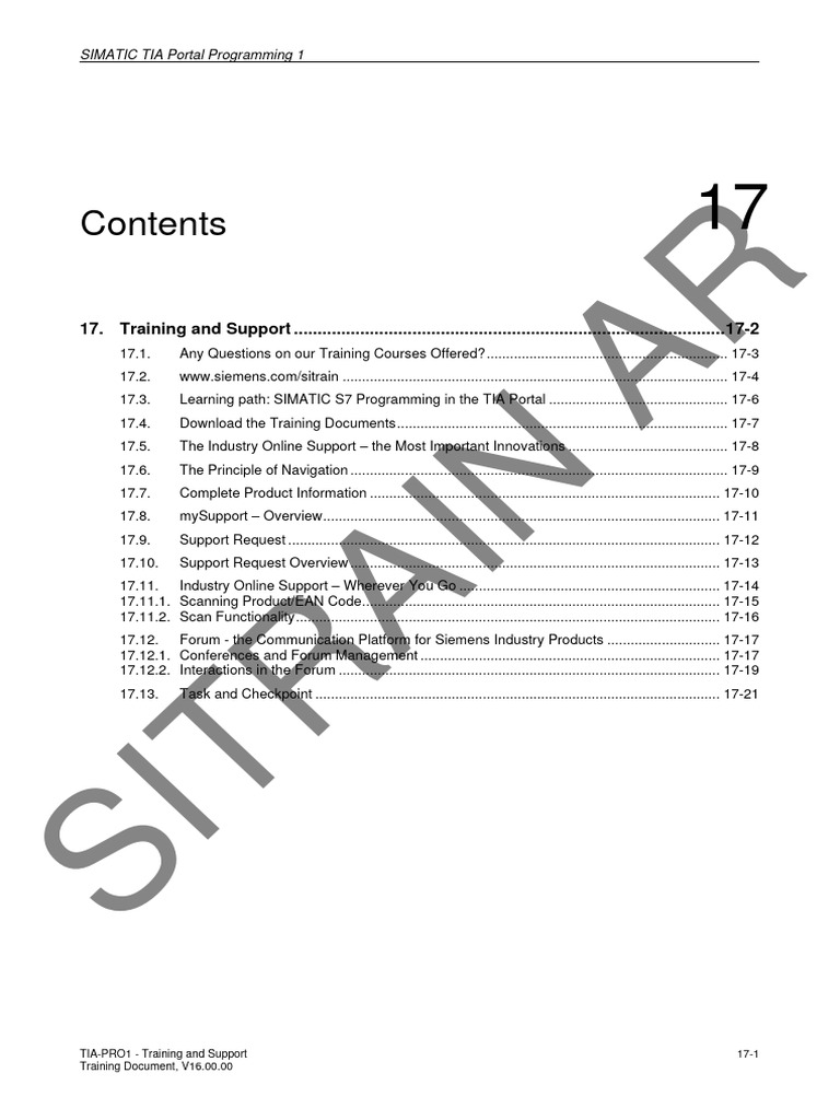 TIA PRO1 17 Training and Support V15.01.01 en | PDF | Internet Forum ...