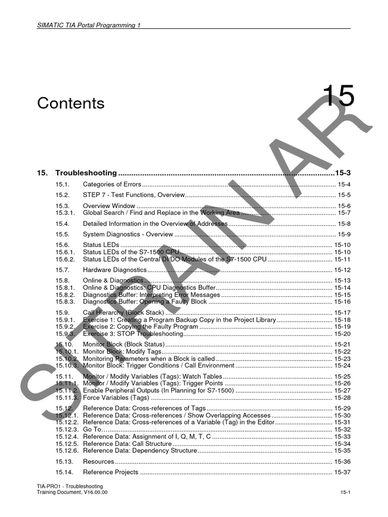 TIA PRO1 15 Troubleshooting en | PDF | Parameter (Computer Programming) | Programming