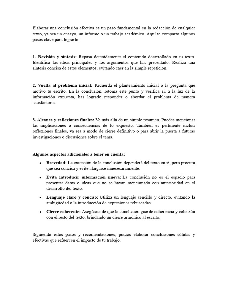 Elaborar Una Conclusión Efectiva Es Un Paso Fundamental en La Redacción ...