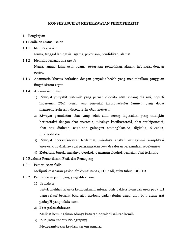 Konsep Asuhan Keperawatan Perioperatif | PDF