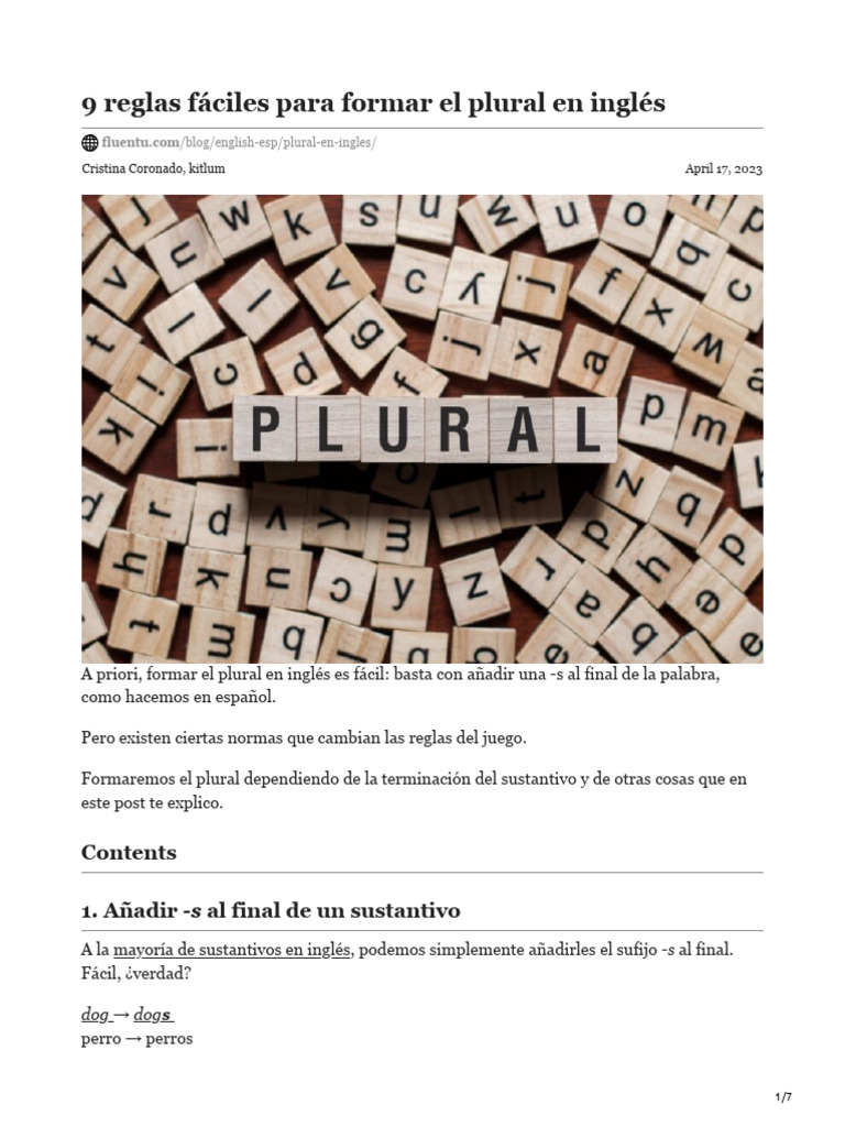 Plural en Ingles | PDF