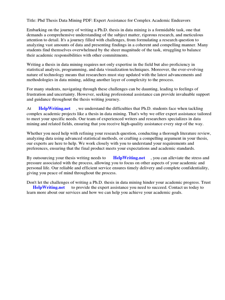 PHD Thesis Data Mining PDF | PDF | Data Mining | Data