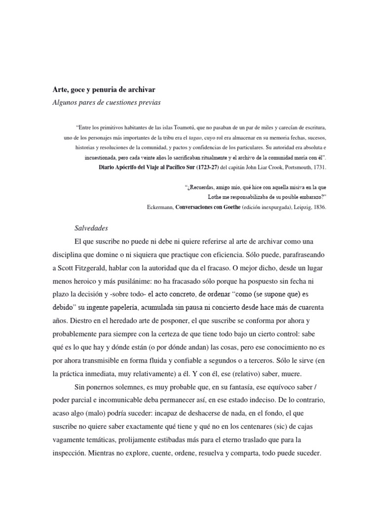 Arte de Archivar. Apadurai | PDF | Filosofía