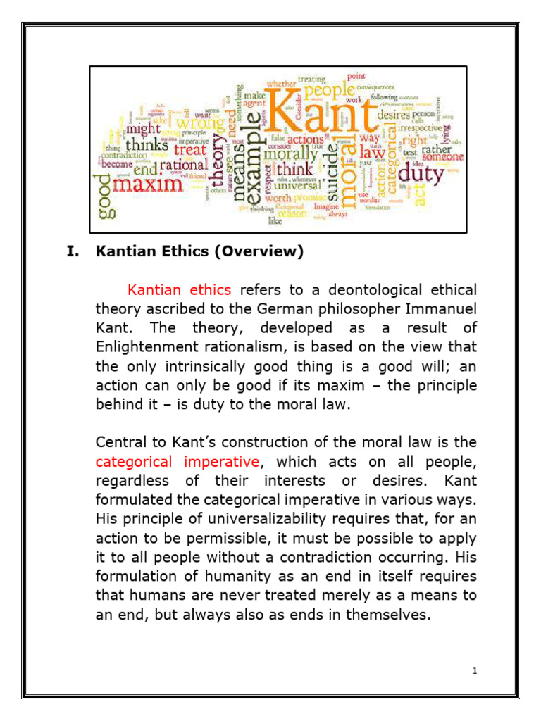 Lesson 5 Ethics - 064912 | PDF | Immanuel Kant | Philosophical Theories