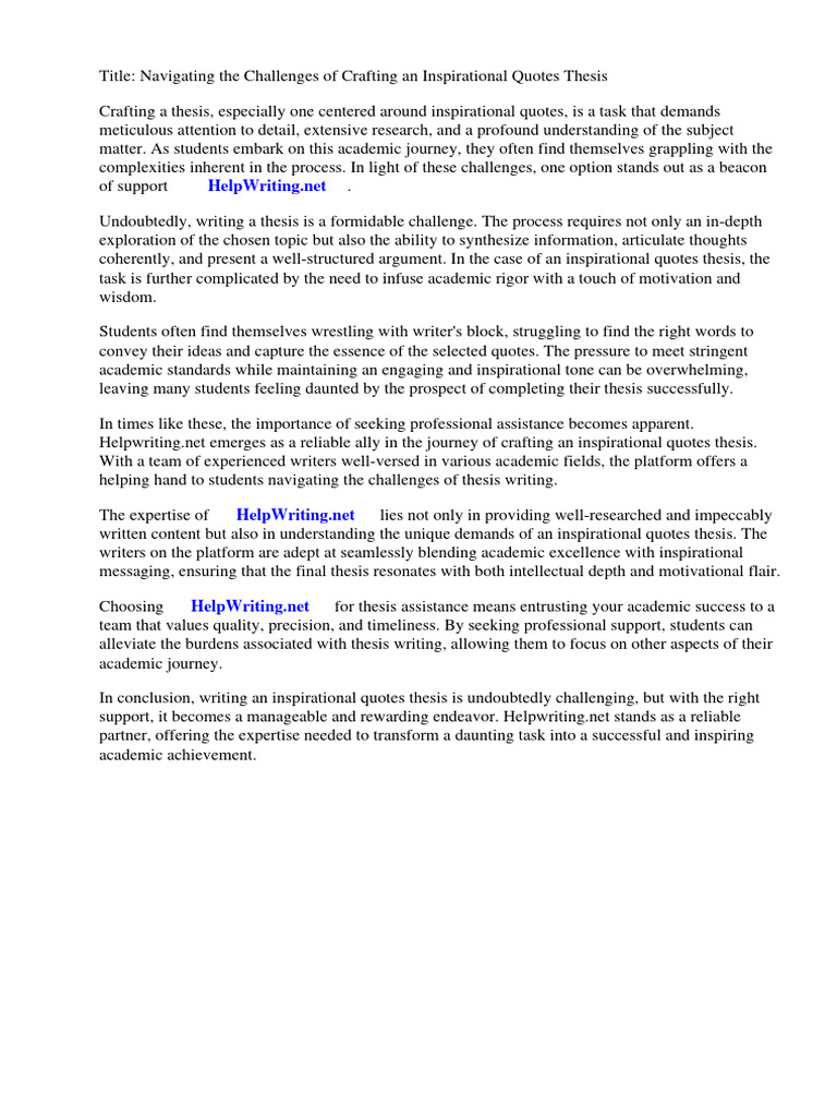 Inspirational Quotes Thesis | PDF | Thesis | Doctor Of Philosophy