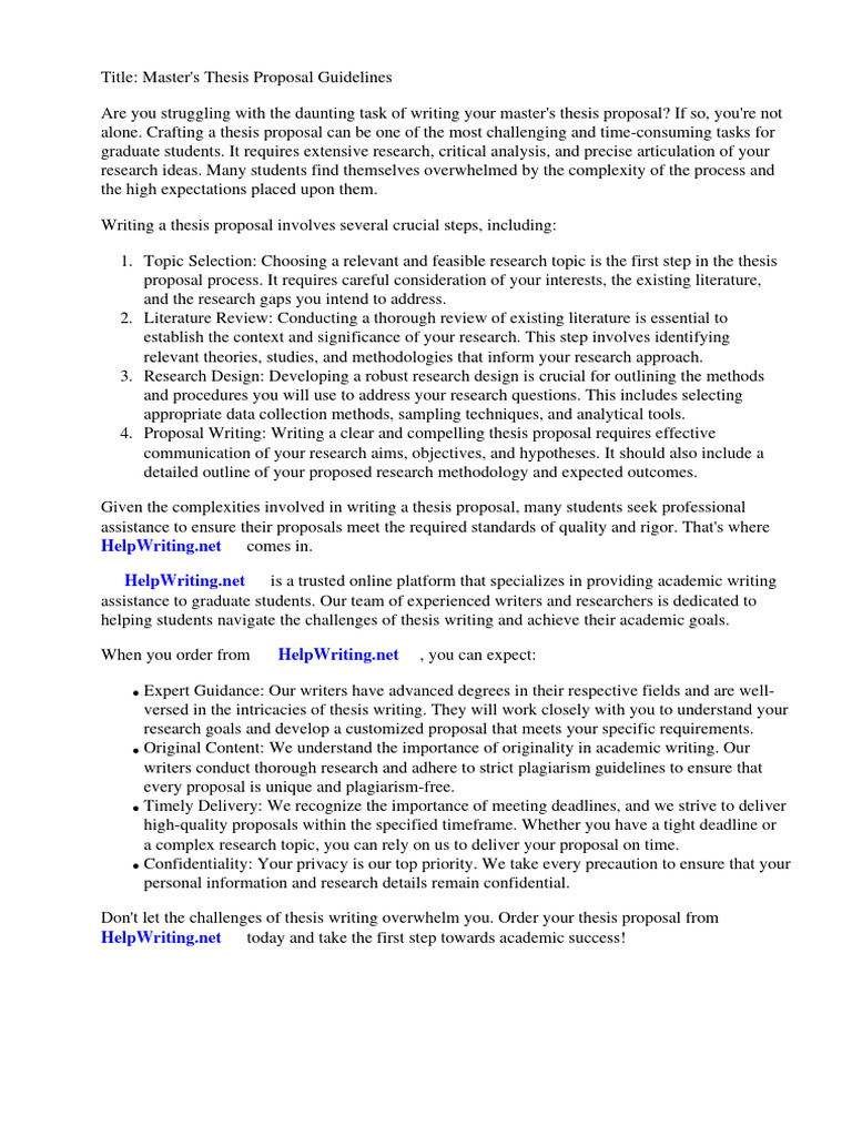 Ma Thesis Proposal Guidelines | PDF | Thesis | Methodology