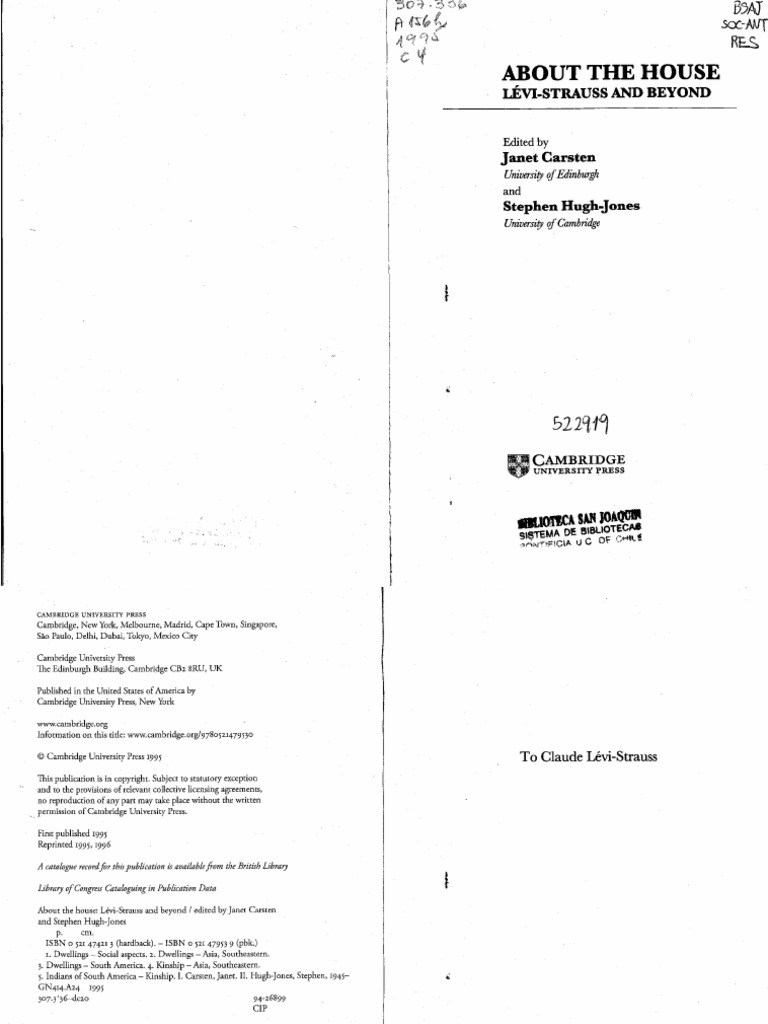 Carsten and Hugh-Jones1995 - About The House Lévy-Strauss and Beyond | PDF
