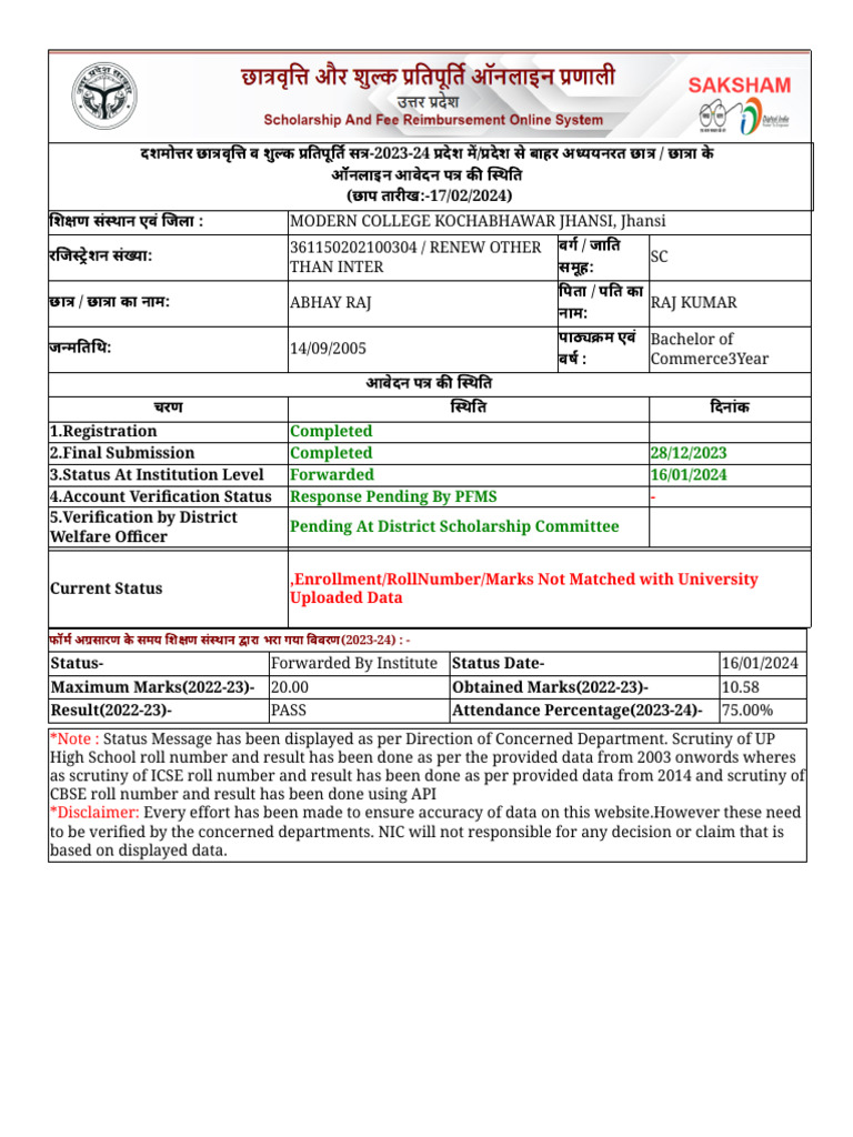 Application Form Status Details | Download Free PDF | Computing