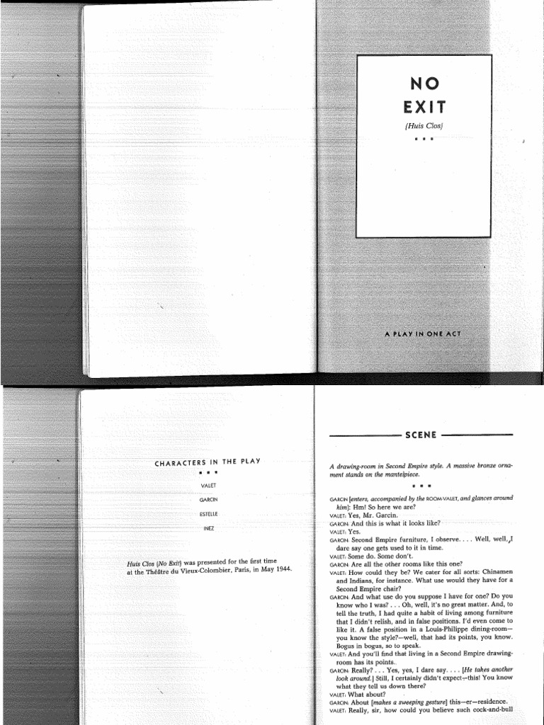 No Exit by Jean Paul Sartre - Taken From No Exit and Three Other Plays ...