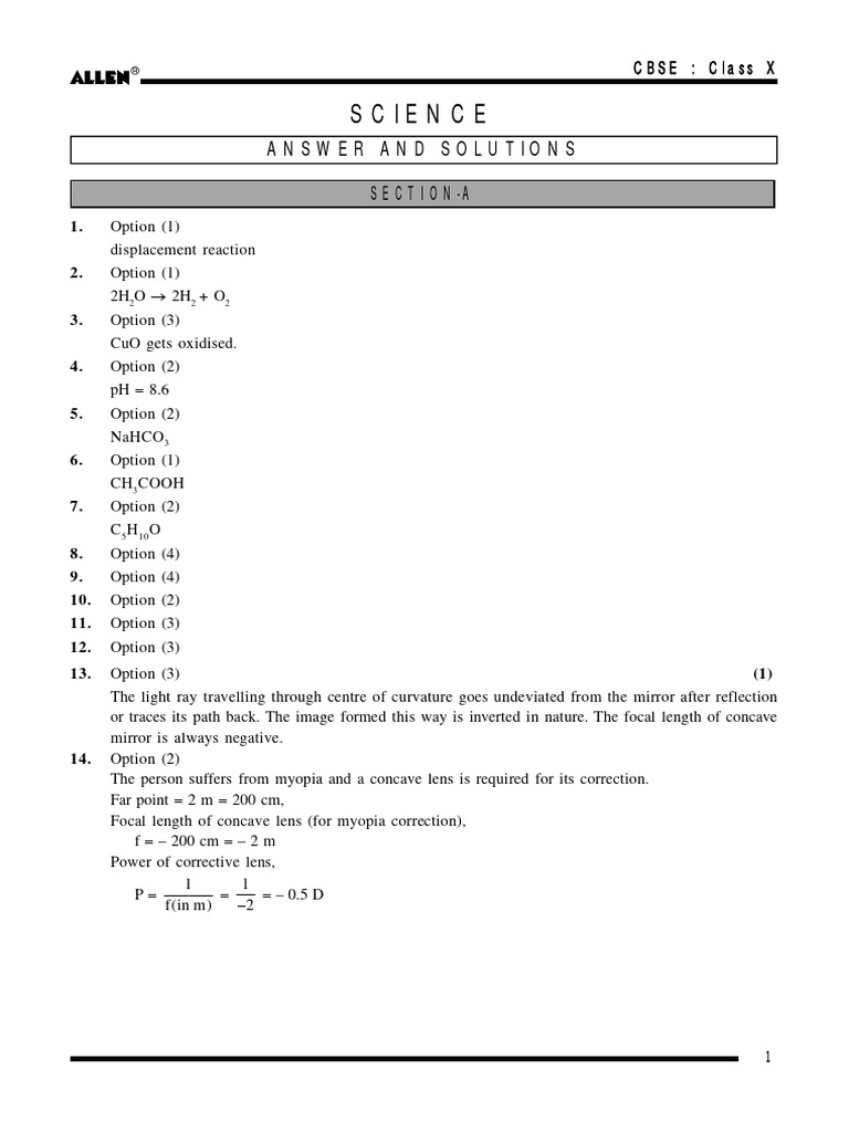 Kota PNCF 10th Science Paper Solution | PDF | Chemical Synapse | Neuron