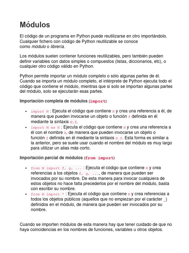 Módulos de Python - Numpy - Pandas | PDF | Tecnología Módulos de Python - Numpy - Pandas | PDF | Tecnología