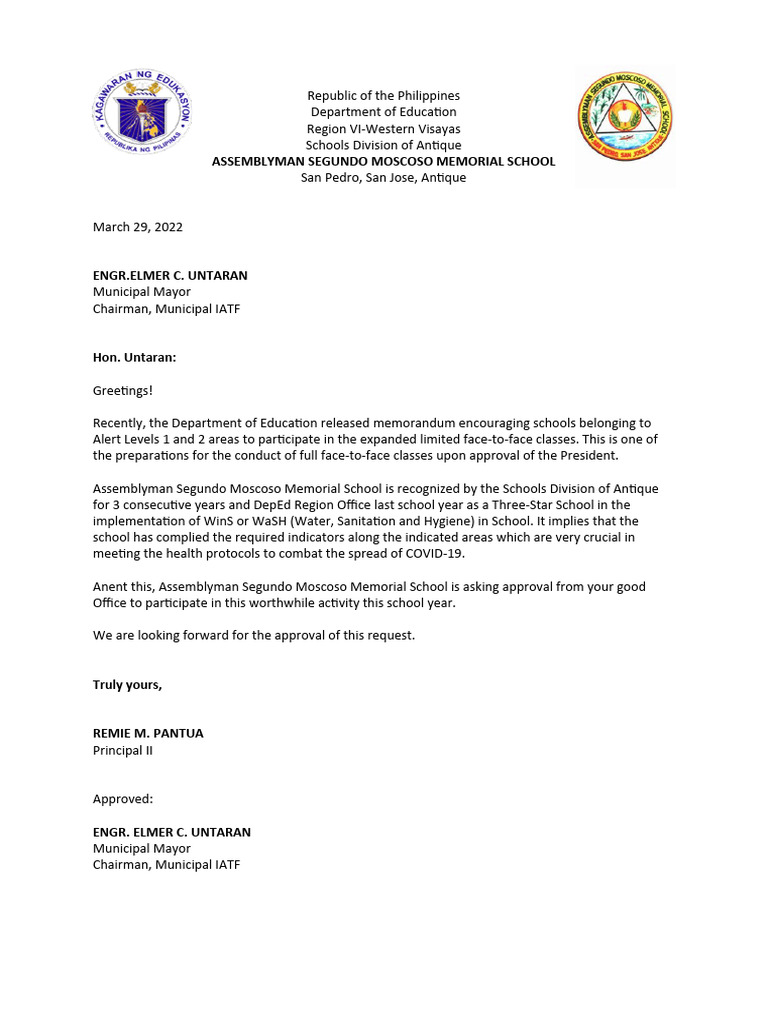 Approval Request for Face-to-Face Classes | PDF | Social Science | Wellness