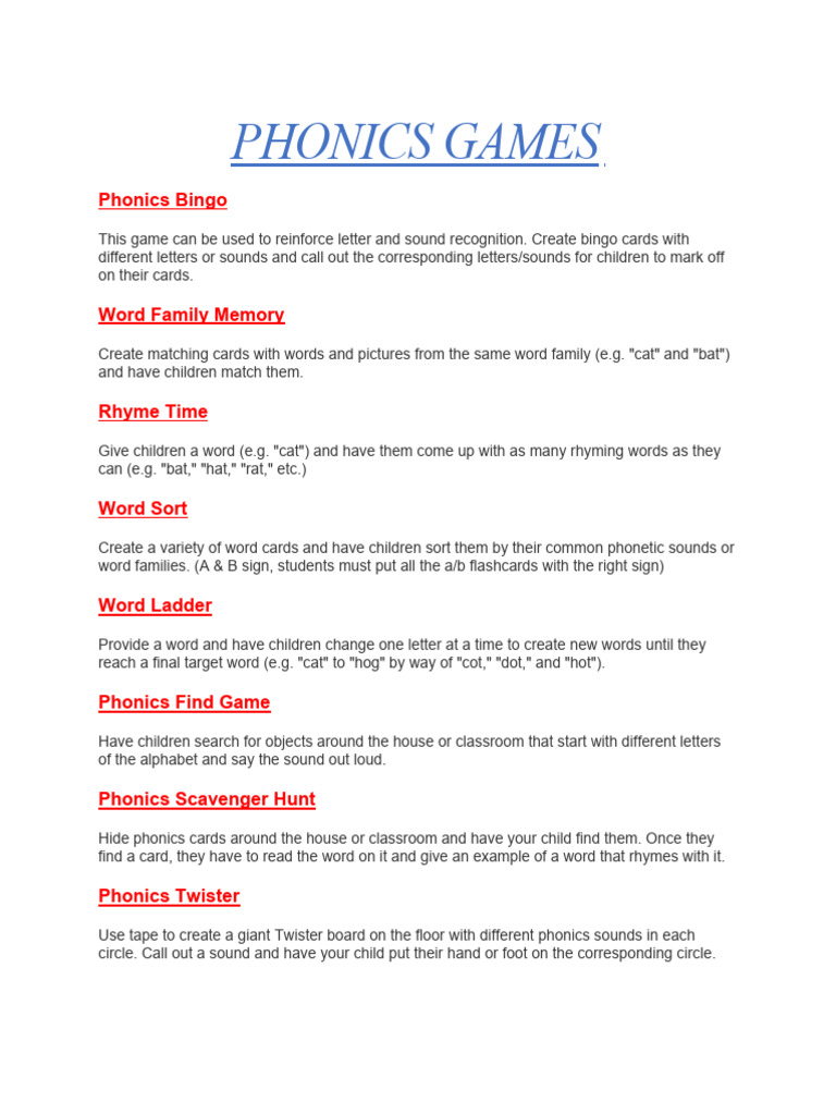 Phonics Games | PDF | Phonics