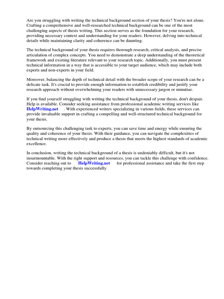 How To Write Technical Background in Thesis | PDF | Thesis | Essays