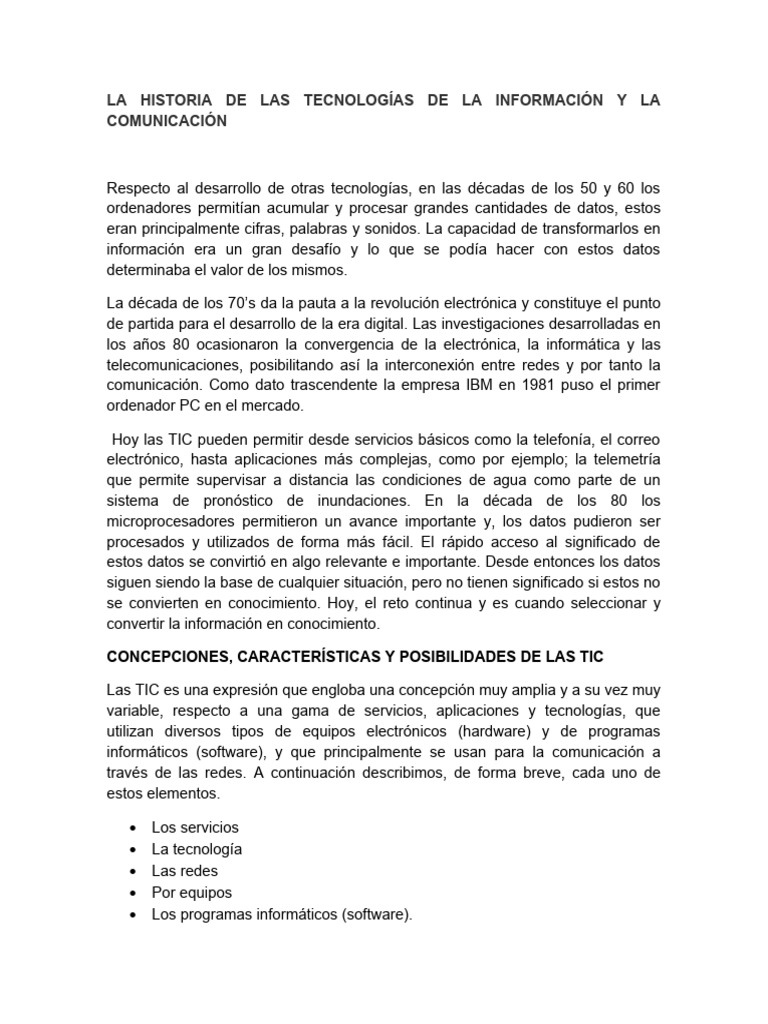 Trabajo Historia de Las Tic y Normas Apa | PDF | Tecnología de ...