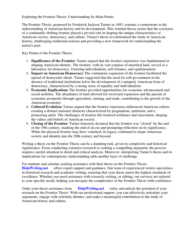 Frontier Thesis Main Points | PDF | Frontier | The United States