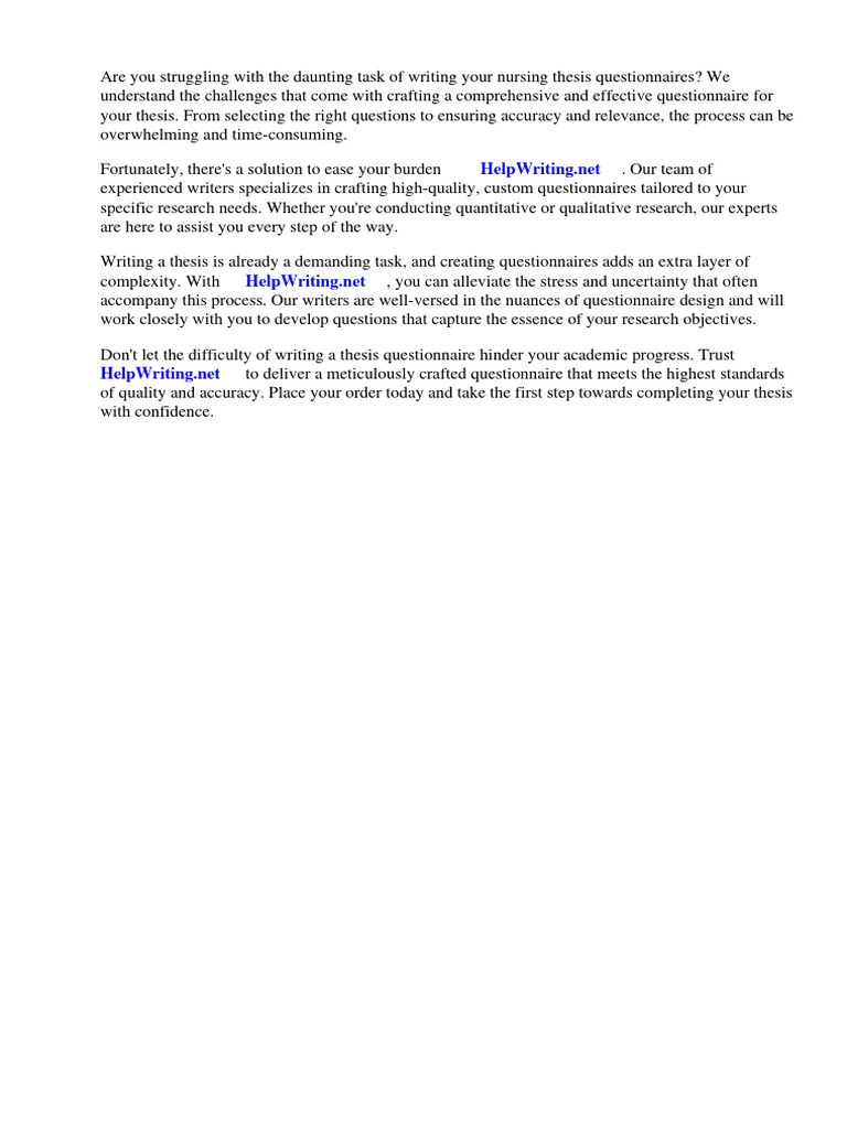 Nursing Thesis Questionnaires | PDF | Nursing | Survey Methodology