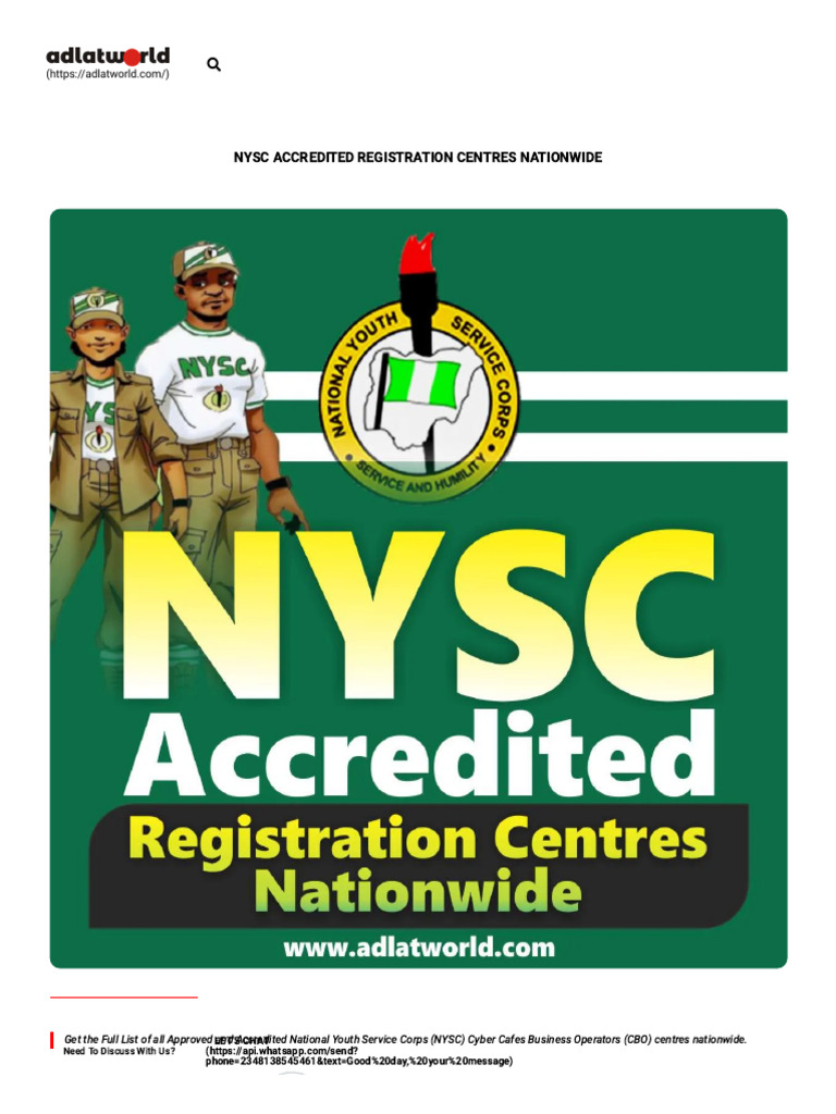 NYSC Accredited Registration Centres Nationwide - ADLATWORLD | PDF | Nigeria