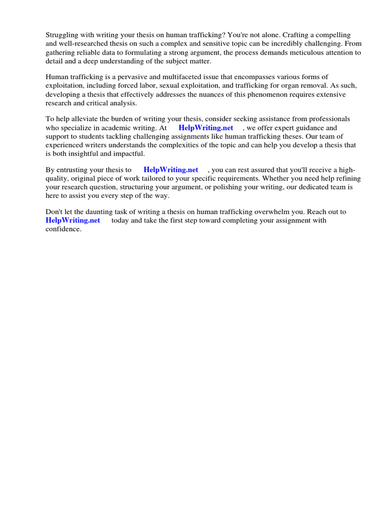 Human Trafficking Thesis Examples Pdf Human Trafficking Sex