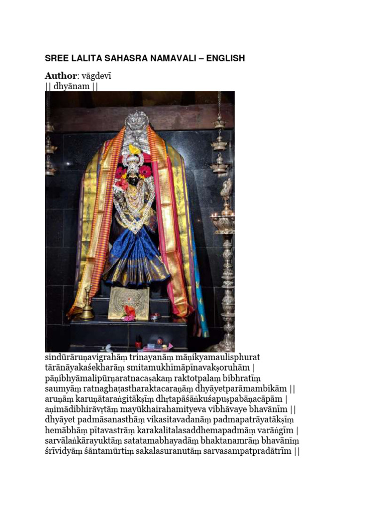 Sree Lalitha Sahasra Namavali English | PDF
