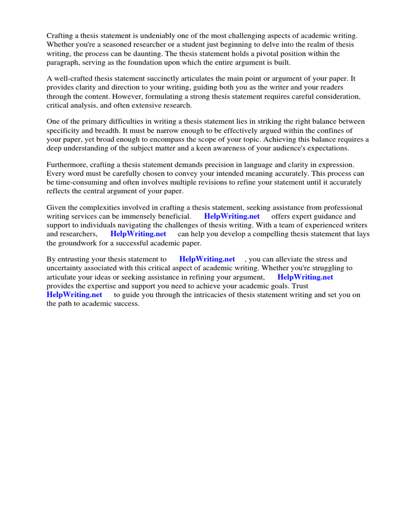 Thesis Statement Position in Paragraph | PDF | Essays | Thesis