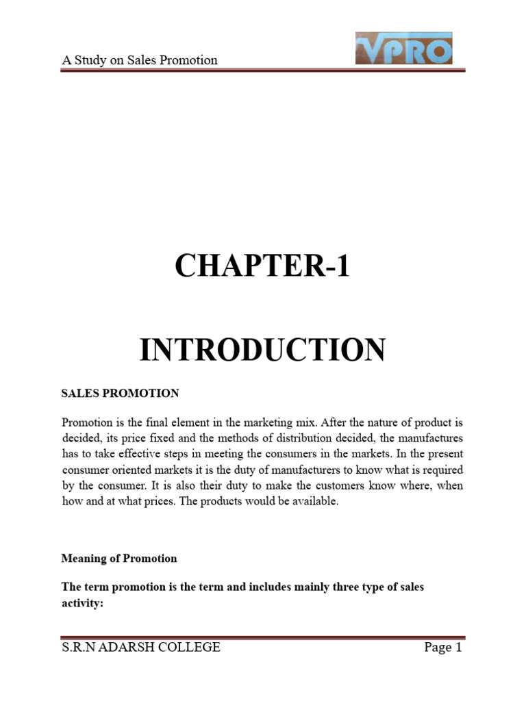 A Study On Sales Promotions by Sunny Rawal | PDF | Marketing | Sales