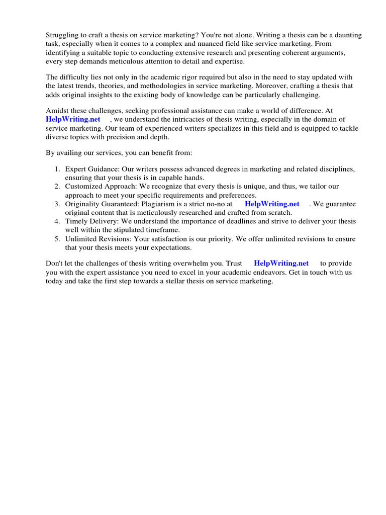 Thesis Topics Service Marketing | PDF | Thesis | Marketing