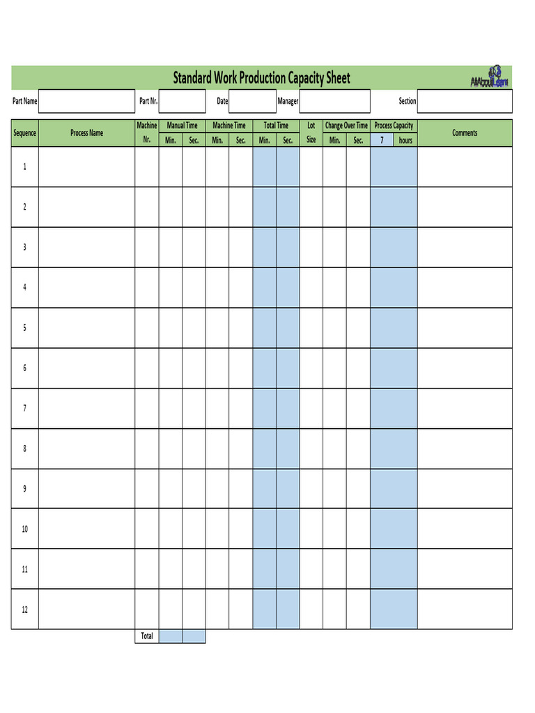 Standard Work Sheets - v04 | PDF