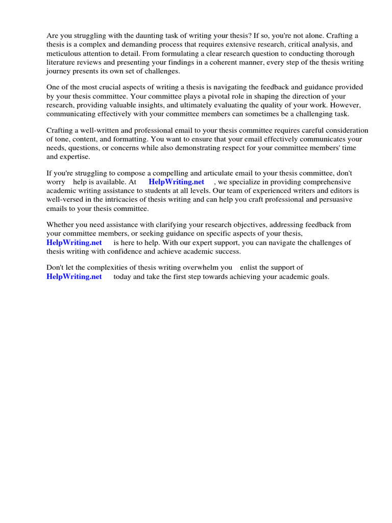 Thesis Committee Email | PDF | Thesis