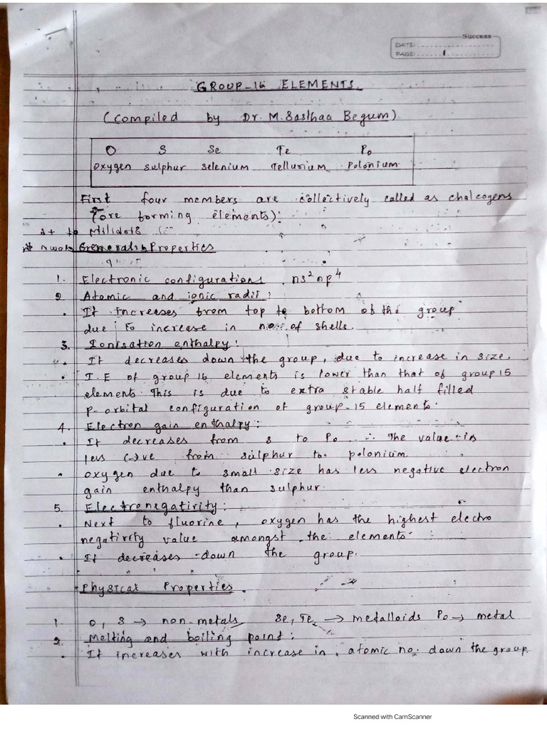 Group 16 Elements | PDF