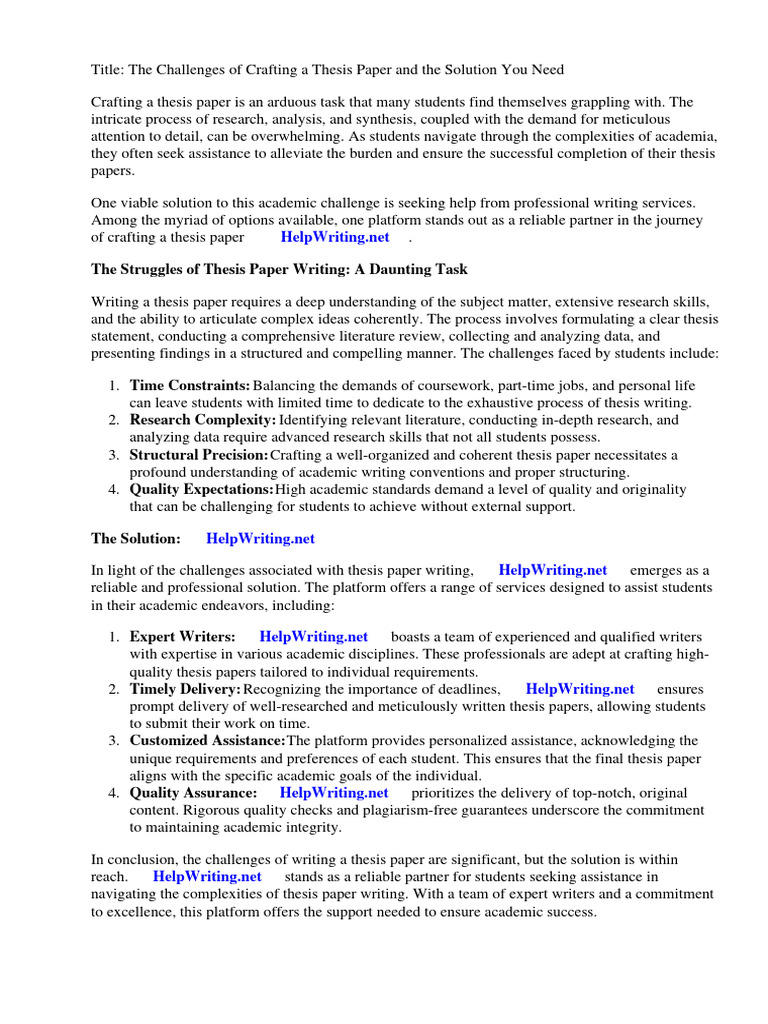 Thesis Paper Example PDF | PDF