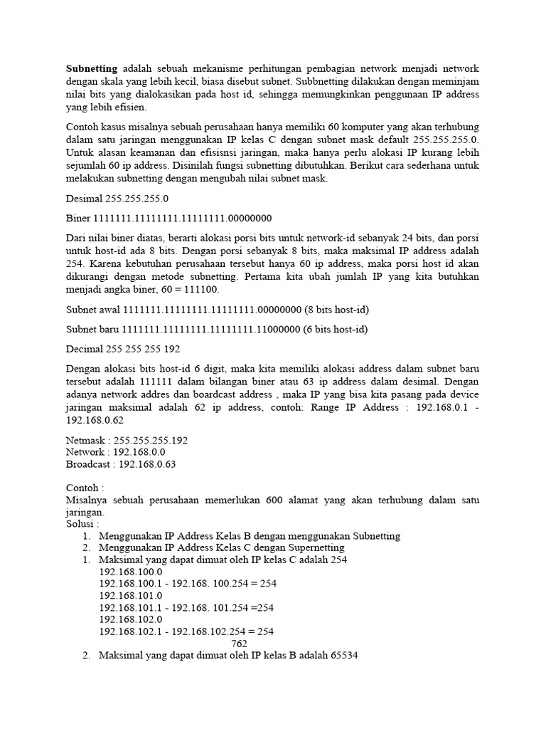 Optimasi Subnetting dan Supernetting | PDF