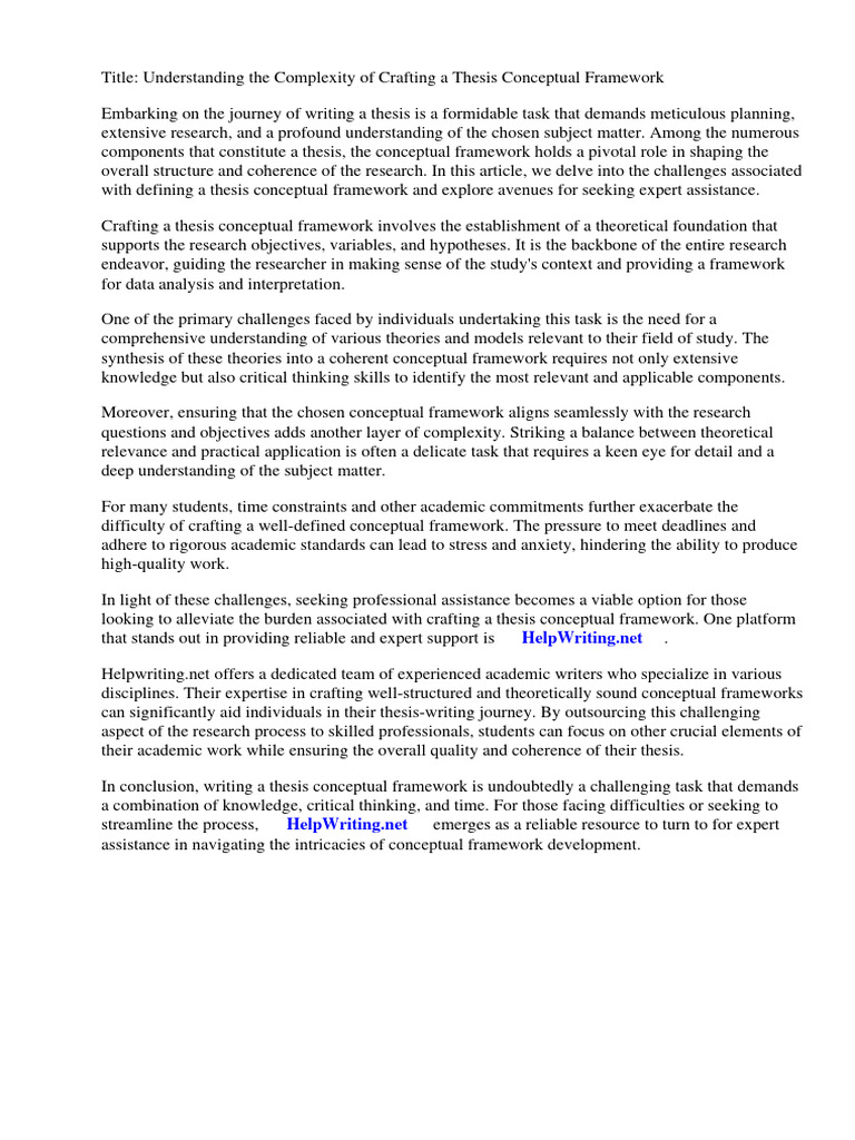 Thesis Conceptual Framework Definition | PDF | Theory | Thesis